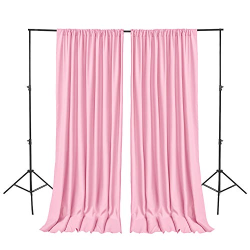 Hiasan Pink Backdrop Curtains for Parties, Polyester Photography Backdrop Drapes for Baby Shower, Wedding Decorations, 5ftx10ft, Set of 2 Panels