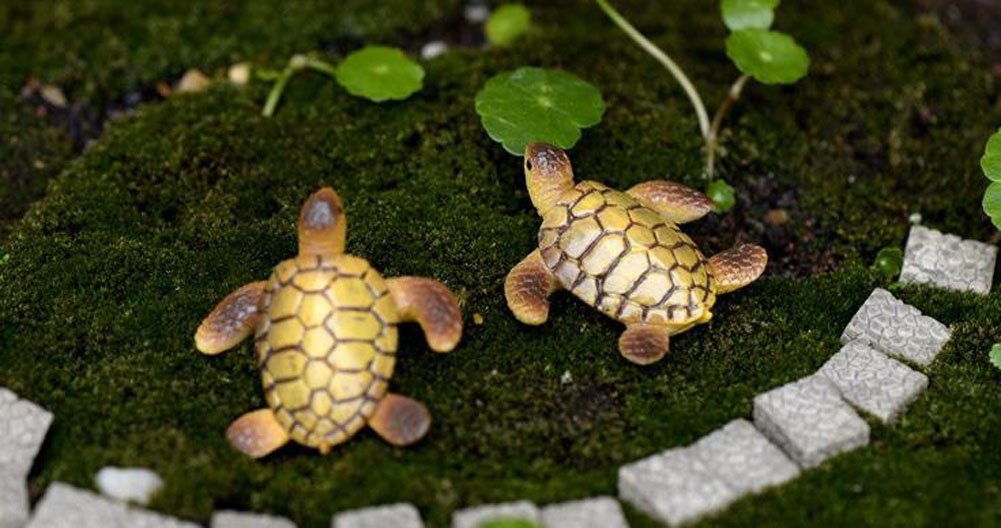 SunRise 6pcs Resin Cute Beach Sea Turtle Miniature Figurine Status Micro Landscape Decorations Fairy Gardens Dollhouse DIY Ornaments Decor