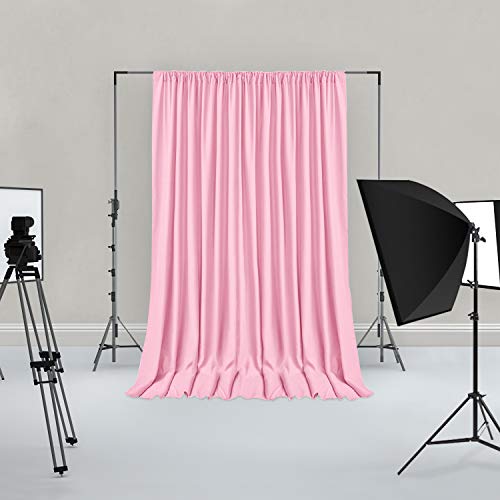 Hiasan Pink Backdrop Curtains for Parties, Polyester Photography Backdrop Drapes for Baby Shower, Wedding Decorations, 5ftx10ft, Set of 2 Panels