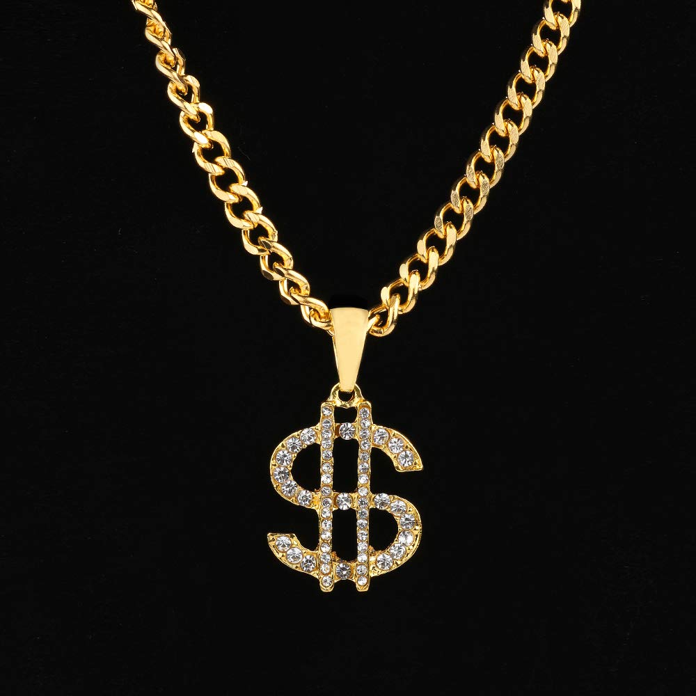 Beelittle 80s/90s Hip Hop Costume Kit Cool Rapper Outfits,Bucket Hat Sunglasses Gold Plated Chain (R)