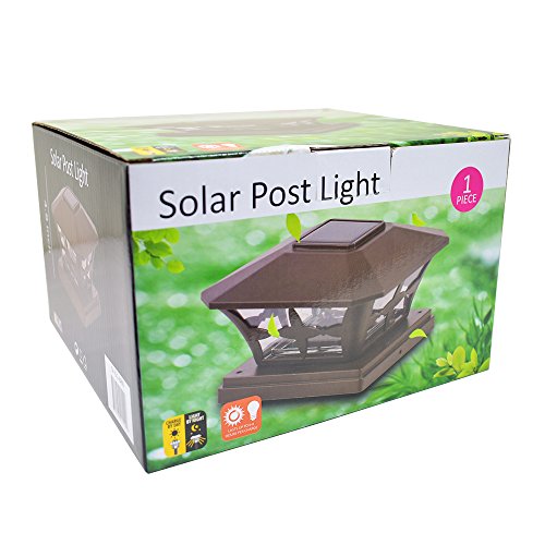 iGlow 8 Pack Brown Outdoor Garden 6 x 6 Solar SMD LED Post Deck Cap Square Fence Light Landscape Lamp PVC Vinyl Wood