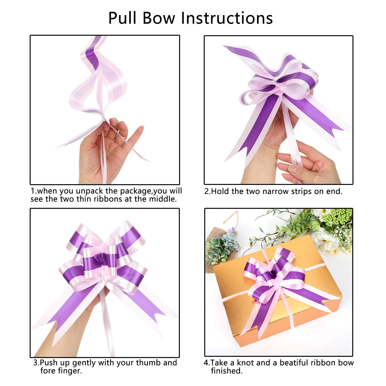 MMYQXI 80 Pieces 5.5 Inches Diameter Pull Bows for Gifts Pull Bows Present Wrapping Pull Bows with Ribbon for Wedding Present Baskets Random Color