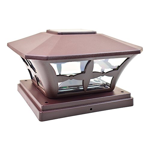 iGlow 8 Pack Brown Outdoor Garden 6 x 6 Solar SMD LED Post Deck Cap Square Fence Light Landscape Lamp PVC Vinyl Wood