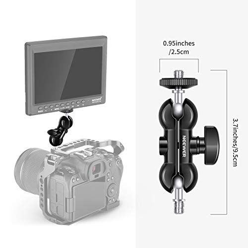 NEEWER Camera Mount Clamp with Dual Ball Head Adapter, Compatible with Insta360 GoPro Mount SmallRig Camera Cage, Webcam Monitor Mount, Super Clamp for Flash Mic LED Video Light Panel, ST10
