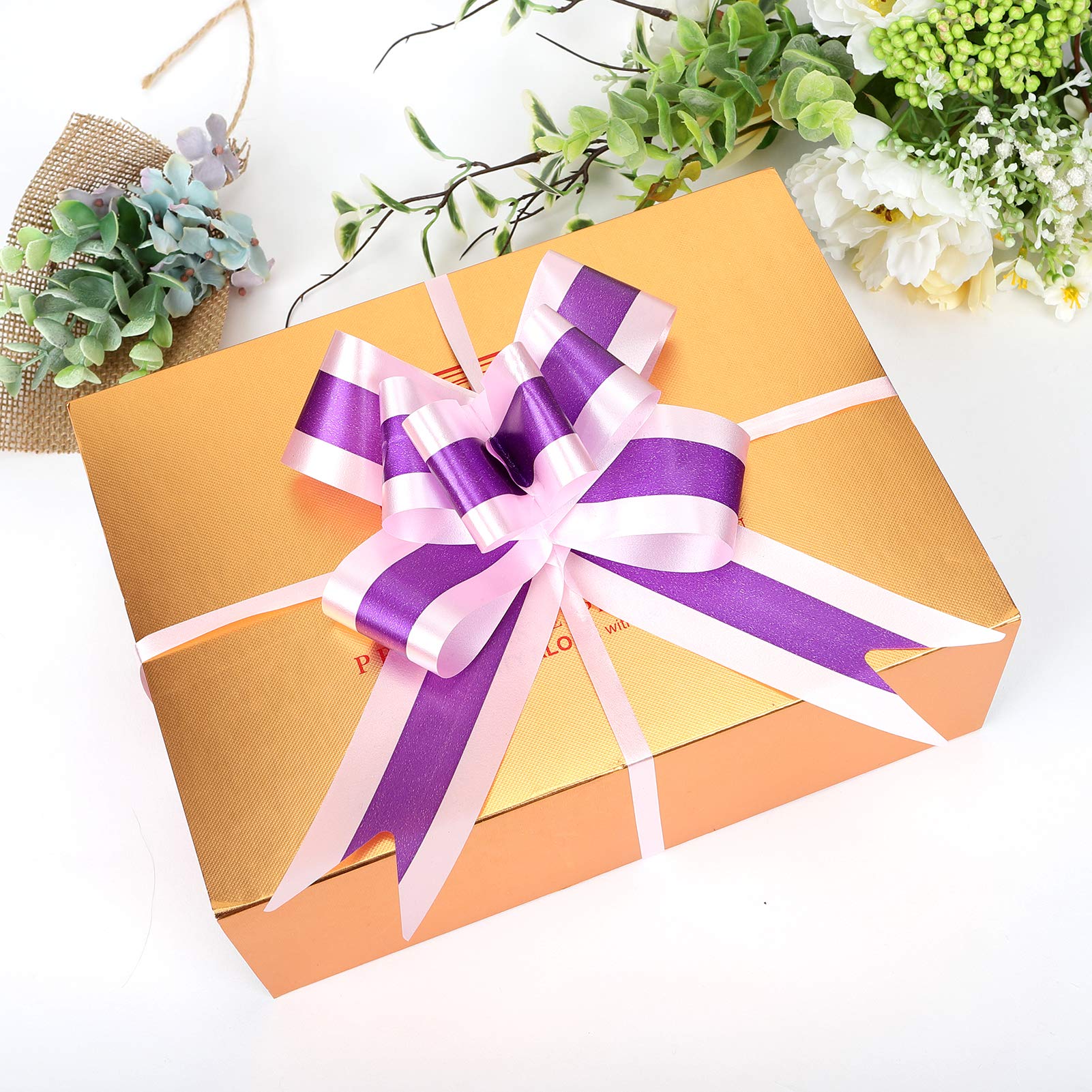 MMYQXI 80 Pieces 5.5 Inches Diameter Pull Bows for Gifts Pull Bows Present Wrapping Pull Bows with Ribbon for Wedding Present Baskets Random Color