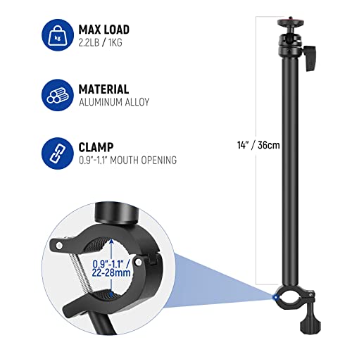 NEEWER 14.2”/36cm Flexible Holding Arm, Camera Mount Stand Overhead Extension Arm with 360° Swivel Ball Head and Adjustable Clamp for DSLR & Mirrorless Camera, Phone, LED Video Light, Webcam, CR221A