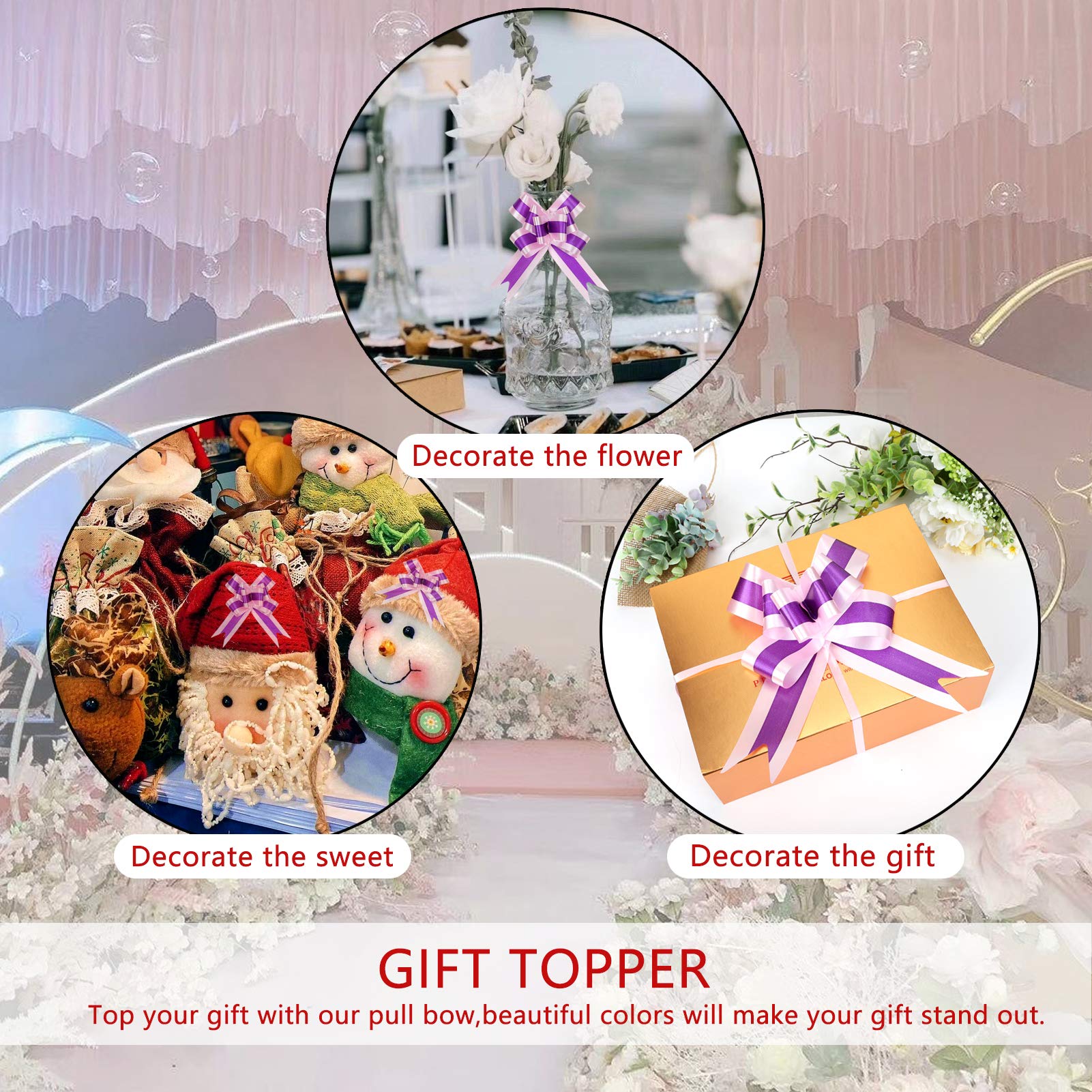 MMYQXI 80 Pieces 5.5 Inches Diameter Pull Bows for Gifts Pull Bows Present Wrapping Pull Bows with Ribbon for Wedding Present Baskets Random Color