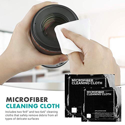 Movo Deluxe Essentials DSLR Camera Cleaning Kit with 10 APS-C Cleaning Swabs, Sensor Cleaning Fluid, Rocket Air Blower, Lens Pen, Soft Brush, 2X Small and 2X Large Microfiber Cloths and Carrying Case