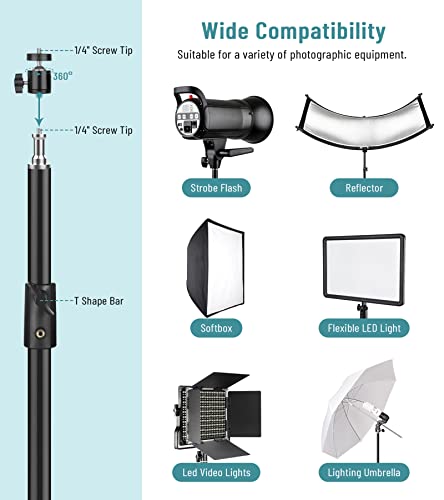 Heavy Duty 9.2 Feet/110'' Light Photography Tripod Stand, Sdfghj Aluminum Spring Cushioned Lighting Stand with Carry Bag for Relfectors Portrait, Softboxes, Umbrellas, Backgrounds, Flash, 280CM