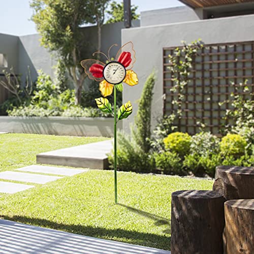 Outdoor Thermometer, Decorative Butterfly Outdoor Thermometers for Patio with Garden Metal Stakes for Home and Lawn Decor