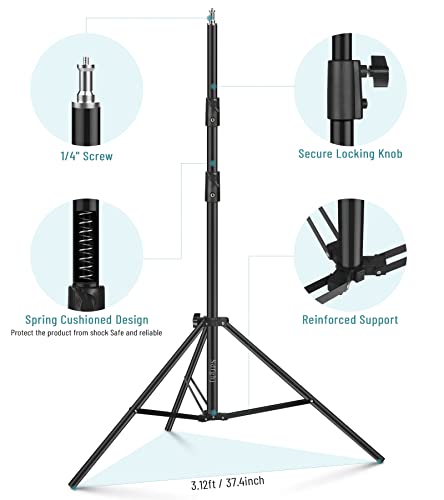 Heavy Duty 9.2 Feet/110'' Light Photography Tripod Stand, Sdfghj Aluminum Spring Cushioned Lighting Stand with Carry Bag for Relfectors Portrait, Softboxes, Umbrellas, Backgrounds, Flash, 280CM
