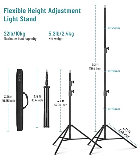 Heavy Duty 9.2 Feet/110'' Light Photography Tripod Stand, Sdfghj Aluminum Spring Cushioned Lighting Stand with Carry Bag for Relfectors Portrait, Softboxes, Umbrellas, Backgrounds, Flash, 280CM