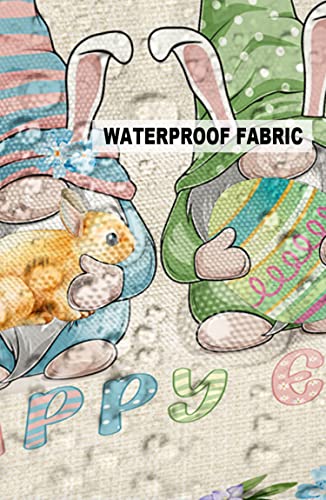 Vandarllin Outdoor Throw Pillows Covers 18X18 Set of 2 Waterproof Gnome Easter Eggs Bunny Decorative Zippered Lumbar Cushion Covers for Patio Furniture, Pink Buffalo Plaid