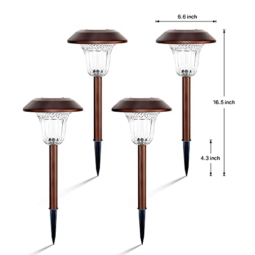 SOLPEX Solar Path Lights, 4 Pack High Lumen Solar Garden Lights, Solar Powered Waterproof Pathway Lights, Automatic Led Warm White Solar Yard Lights for Driveway, Walkway, Landscape, Lawn