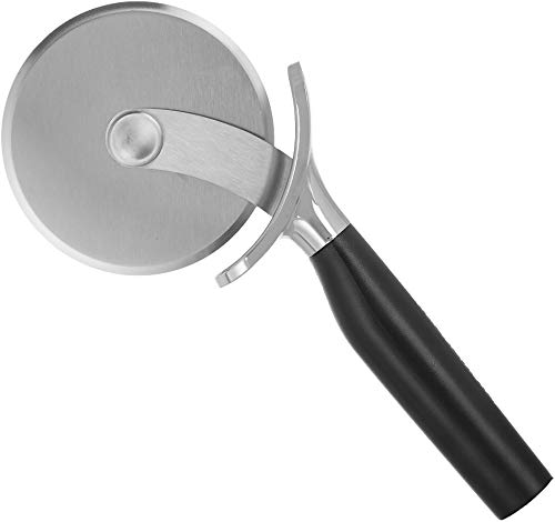 KitchenAid Gourmet Stainless Steel Pizza Wheel with Sharp Blade to Easily Cutting Pizza Crusts, Pies, and more, Finger Guard for Safety and Comfort Grip to Protect Fingers, Dishwasher Safe, Black