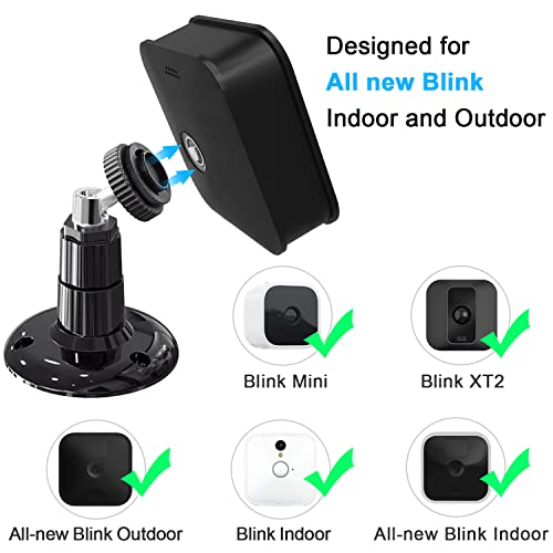 3PACK Screwless Wall Mount Bracket for Blink Outdoor & Indoor Camera Blink XT2,360 Degree Adjustable Strong Adhesive Mount,2 Ways Installation VHB Stick On or Screws, No Tools Needed, No Drilling