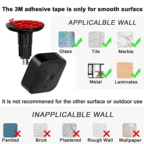 3PACK Screwless Wall Mount Bracket for Blink Outdoor & Indoor Camera Blink XT2,360 Degree Adjustable Strong Adhesive Mount,2 Ways Installation VHB Stick On or Screws, No Tools Needed, No Drilling