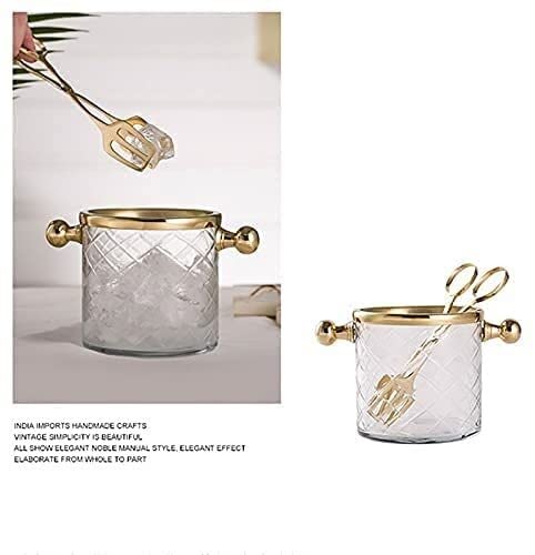 WEBOL Ice Bucket for Freezer Handmade Brass Glass Ice Bucket with Ice Clip Dining Table Cooler Wine Wine Rack Ice Bucket Champagne Can Coolera