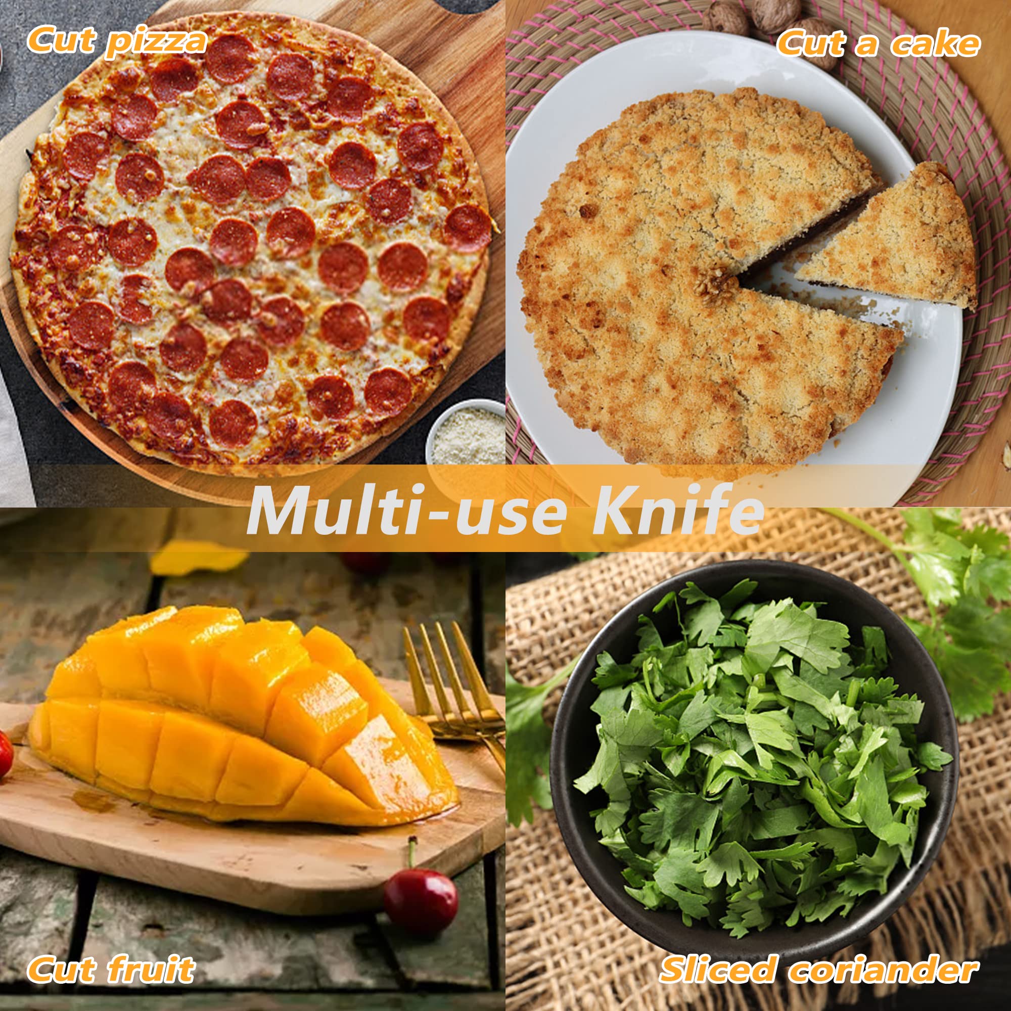 MS WGO Pizza Cutter Rocker Knife Pizza Slicer Kitchen Tools, Stainless Steel Large Pizza Cutter Wheel With Plastic Cover Baking Tools Accessories,Dishwasher Safe