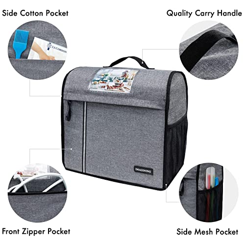 Stand Mixer Cover for Kitchenaid, Kitchen Aid Mixer Covers for 4.5, 5 Quart Tilt Head, Stylish Mixer Cover with Extra Pocket for Accessories, Grey