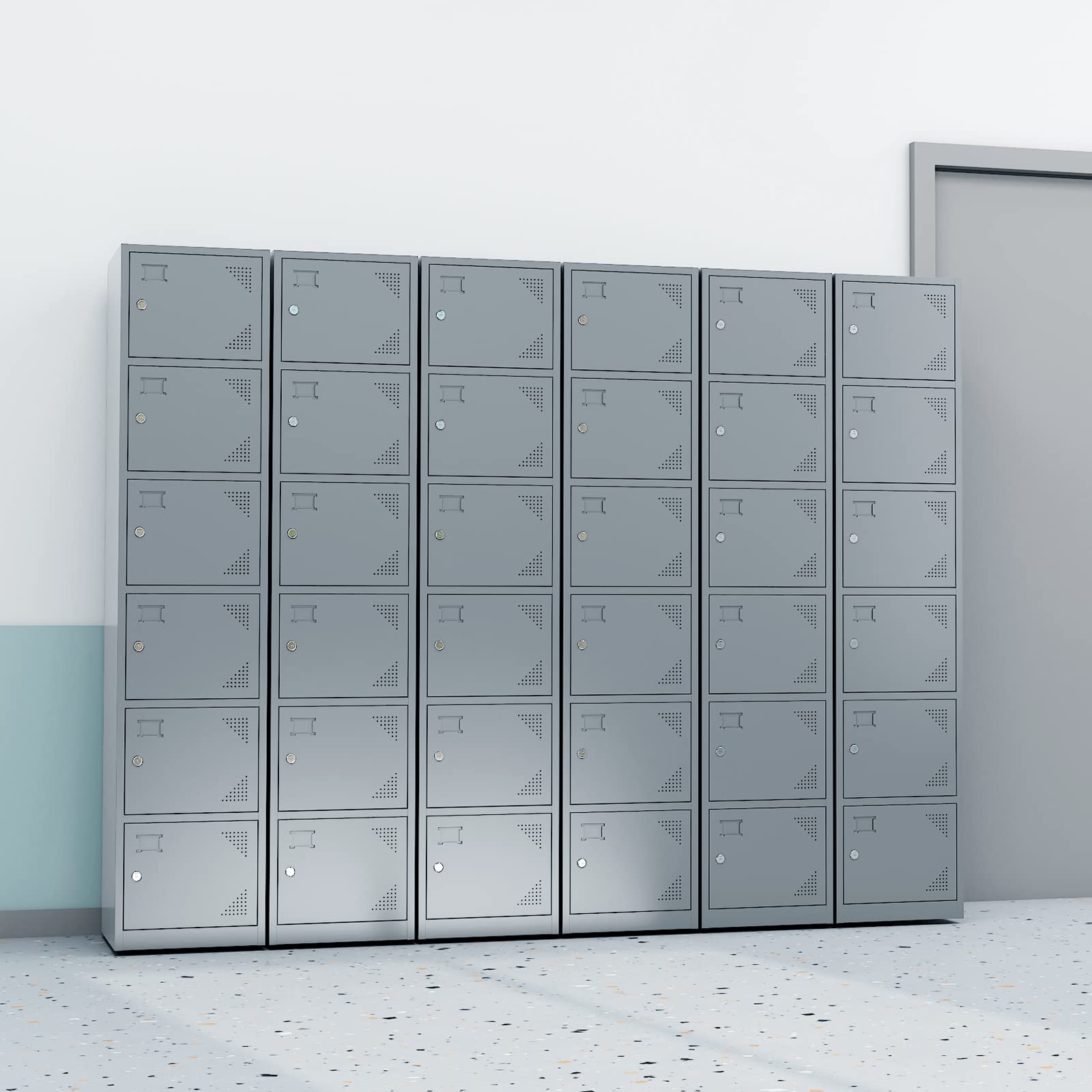 BYNSOE Metal Locker 2 Doors 71" Employees Locker Storage Cabinet Locker School Hospital Gym Locker Requires Assembly (Grey, 2 Doors)