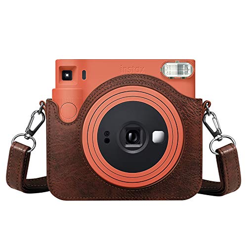 Fintie Protective Case for Fujifilm Instax Square SQ1 Instant Camera - Premium Vegan Leather Bag Cover with Removable Adjustable Strap, Vintage Brown