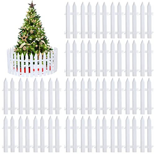 50 Pcs Christmas Plastic Picket Fence White Plastic Tree Fence Thick Plastic Fence Mini Fence Decorations Plastic Garden Fencing for Christmas Wedding Party Miniature Garden