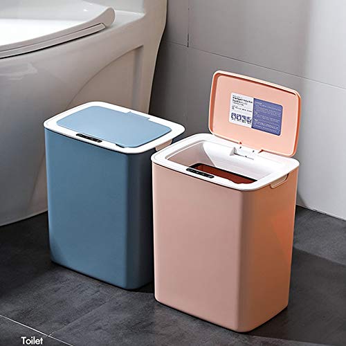 Garbage Can Waste bin Sensor Electronic USB Trash can Automatic Trash cans 14L Smart Induction Sensor Automatic Intelligent Waste Bins (Blue, USB Charger)
