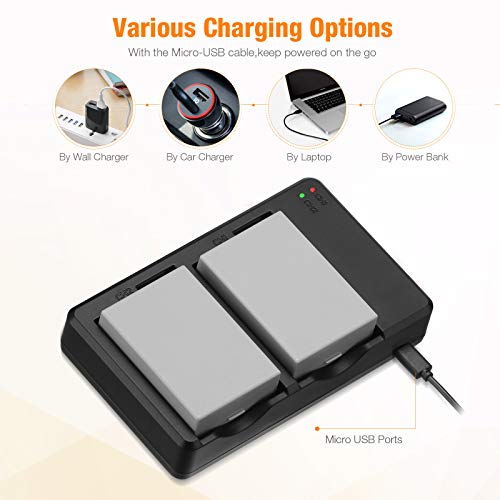 Powerextra 2 Pack Replacement Canon LP-E8 Battery with Dual Channel Charger Compatible with Canon EOS Rebel T3i, T4i, T5i, T2i, 550D, 600D, 650D, 700D, Kiss Digital X4, X5, X6i, X7i Camera