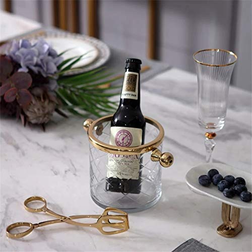 Handmade Brass Glass ice Bucket with ice Clip Dining Table Cooler Wine Wine Rack ice Bucket Champagne can Cooler