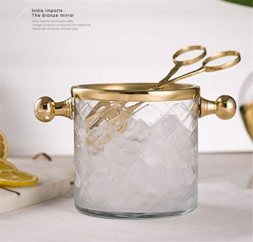 Handmade Brass Glass ice Bucket with ice Clip Dining Table Cooler Wine Wine Rack ice Bucket Champagne can Cooler
