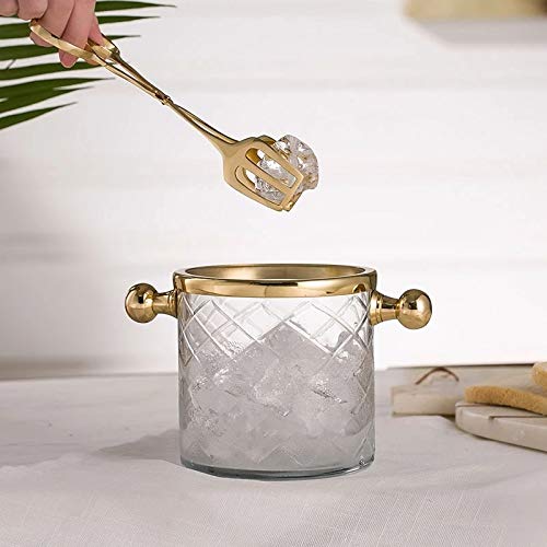 Handmade Brass Glass ice Bucket with ice Clip Dining Table Cooler Wine Wine Rack ice Bucket Champagne can Cooler