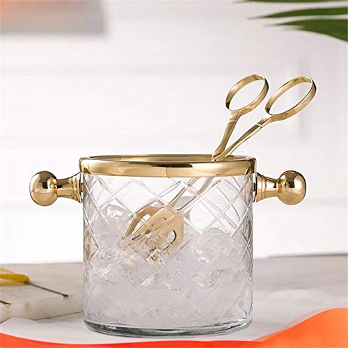 Handmade Brass Glass ice Bucket with ice Clip Dining Table Cooler Wine Wine Rack ice Bucket Champagne can Cooler