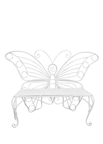 Hi-Line Gift Ltd Garden Décor Butterfly Bench, 60 by 18 by 42-Inch, White