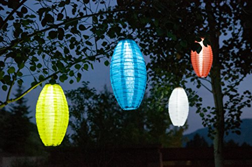 Allsop Home and Garden Soji Pod White, LED Outdoor Solar Lantern, Handmade with Weather-Resistant UV Rated Fabric, Stainless Steel Hardware, Chinese Style Light, 1-Count