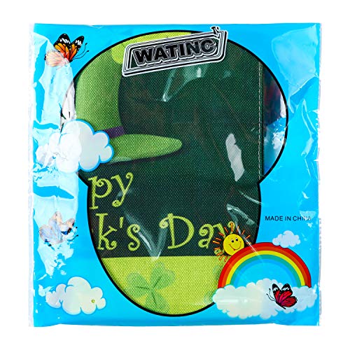WATINC 2Pcs Happy St. Patrick's Day Garden Flag Burlap Double Sided Clover House Flags Shamrock Indoor Home Flag with Green Hat Pattern Outdoor Three Leaves Decor Flag for Celebration 18.3 x 12.4 In