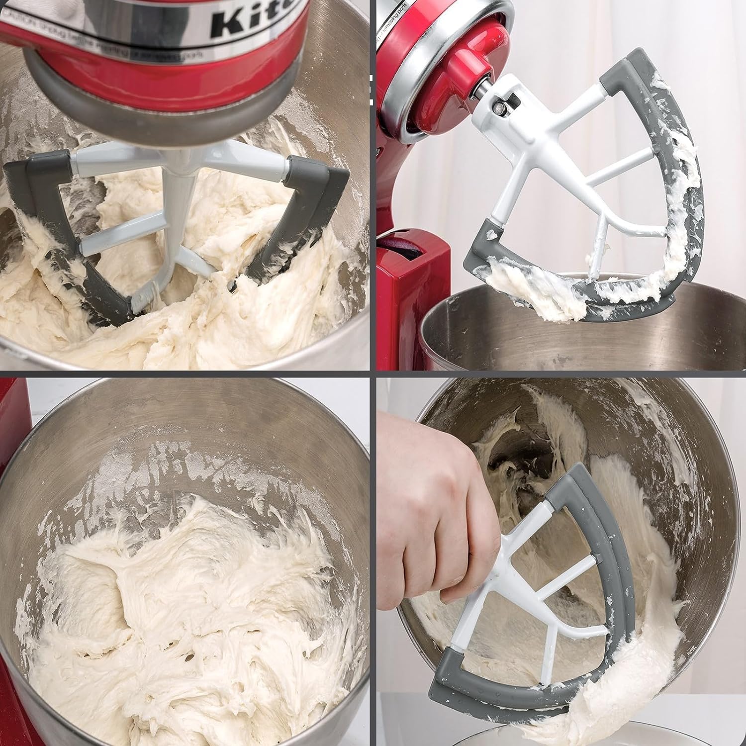Paddle Attachment for KitchenAid 4.5-5 Quart Tilt-Head Stand Mixer, Flex Edge Beater Kitchen Aid Mixers Accessories with Silicone Edges Bowl Scraper (A)