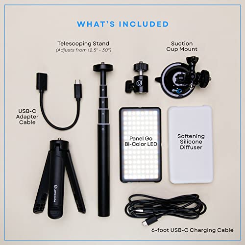 Lume Cube Broadcast Lighting Kit | Zoom Lighting, Webcam Light for Computer | Video Conference Lighting Kit for Laptop with Adjustable Brightness & Color Temperature, Tripod & Suction Mount Included