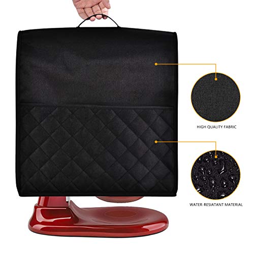 Stand Mixer Dust-proof Cover for KitchenAid Mixer,Multi Pockets for Various Kitchen Appliance Accessories,Water-resistant,Easy Cleaning (Black, Fit for Bowl Lift 5-8 Quart)