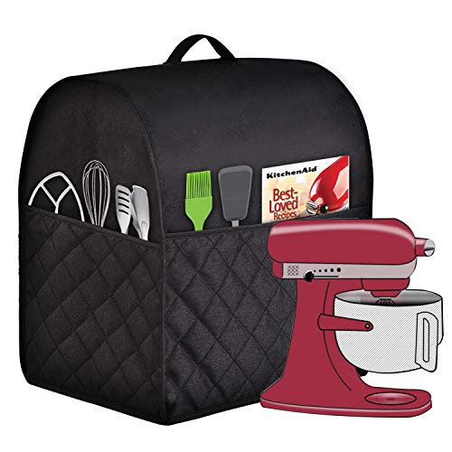 Stand Mixer Dust-proof Cover for KitchenAid Mixer,Multi Pockets for Various Kitchen Appliance Accessories,Water-resistant,Easy Cleaning (Black, Fit for Bowl Lift 5-8 Quart)