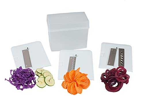 Paderno World Cuisine A4982807 8-Cut Collapsible Spiralizer, Folding 7-Blade, White
