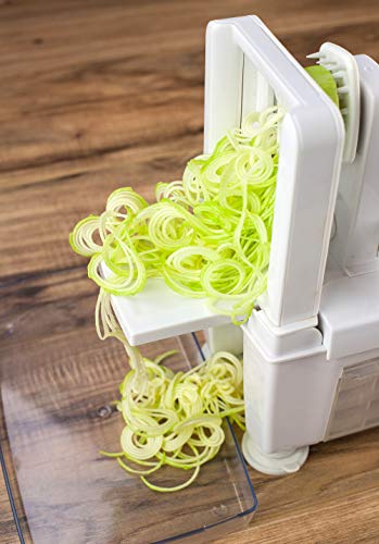 Paderno World Cuisine A4982807 8-Cut Collapsible Spiralizer, Folding 7-Blade, White