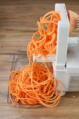 Paderno World Cuisine A4982807 8-Cut Collapsible Spiralizer, Folding 7-Blade, White
