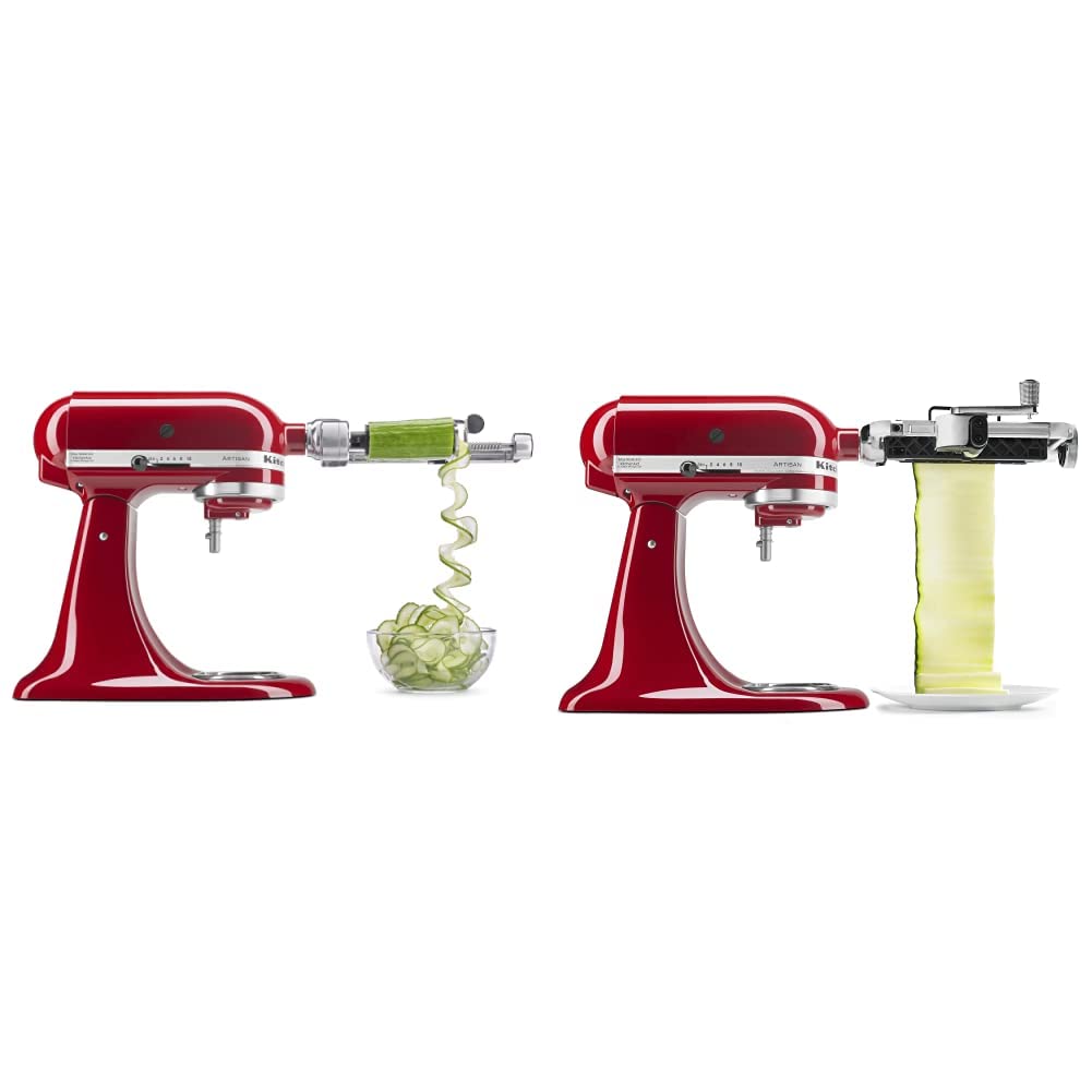 KitchenAid Spiralizer Plus with Peel, Core and Slice and Vegetable Sheet Cutter Attachment Bundle
