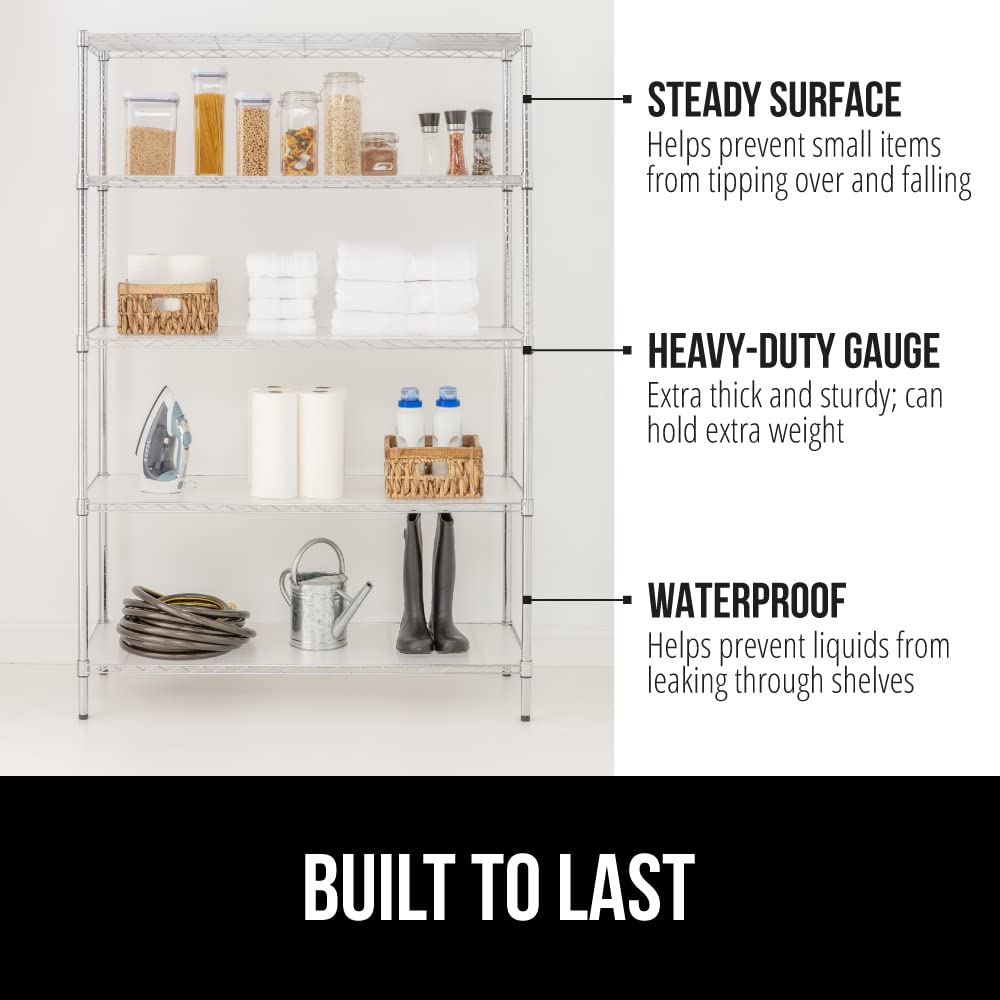 Gorilla Grip Wire Shelf Liners Set of 4 and Smooth Drawer Liner, Wire Shelf Liner Size 14x36 in Clear, Waterproof Hard Plastic, Drawer Liner Size 12x10 in White, Non Adhesive, 2 Item Bundle