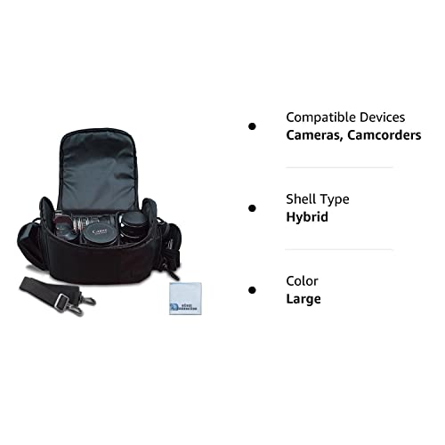 Deluxe Large Digital Camera / Video Padded Carrying Bag / Case for Nikon, Sony, Pentax, Olympus Panasonic, Samsung, and Canon DSLR Cameras & eCostConnection Microfiber Cloth