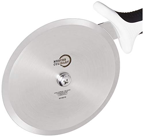 Mercer Culinary Millennia Pizza Cutter with White Handle, 5 Inch Wheel, Stainless Steel