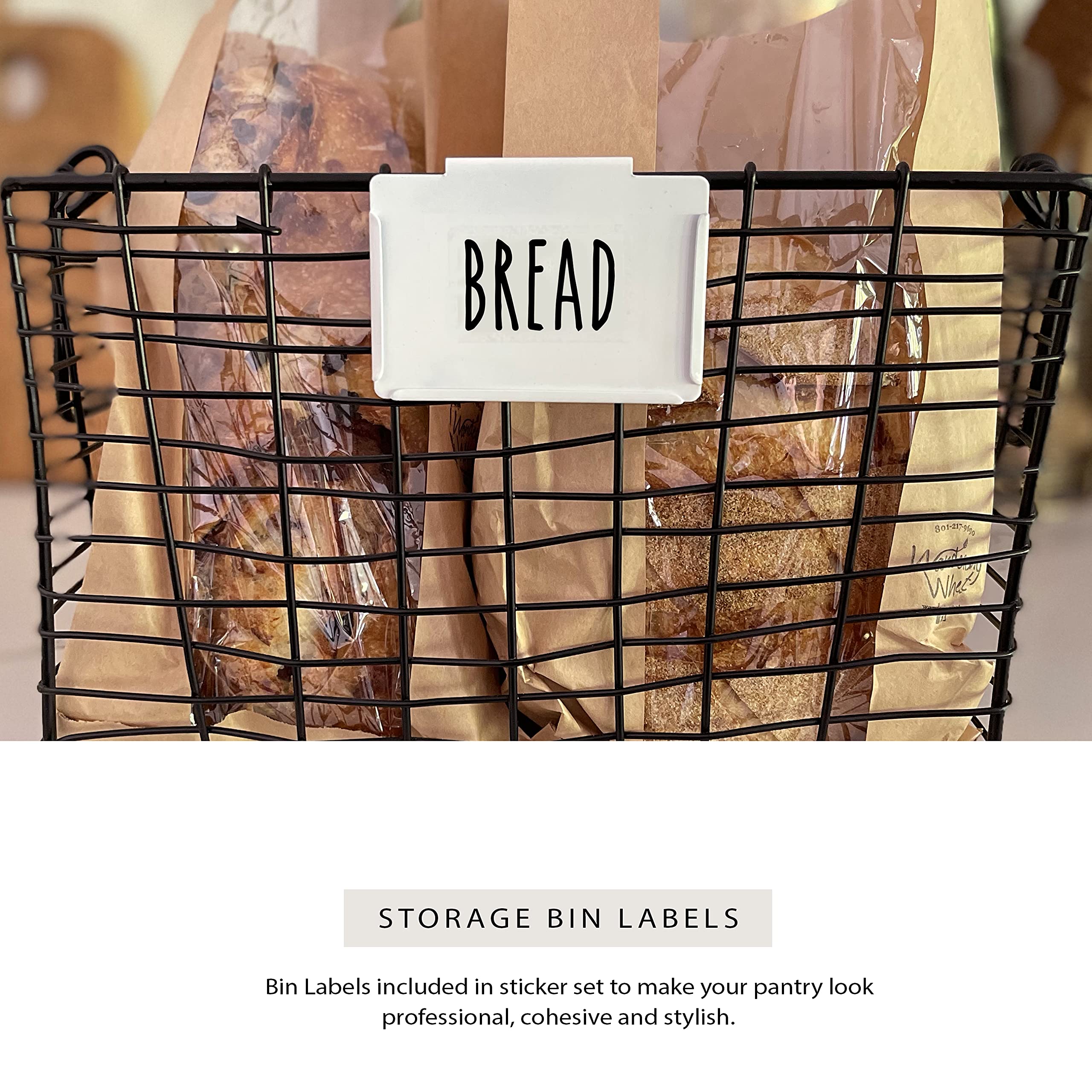 QUART + PINT 155 Kitchen Pantry Labels for Containers. Preprinted Clear Handwritten Stickers with Black Text. Waterproof Vinyl Stickers. Organization Labels for Jars Canisters & Home Storage Bins.