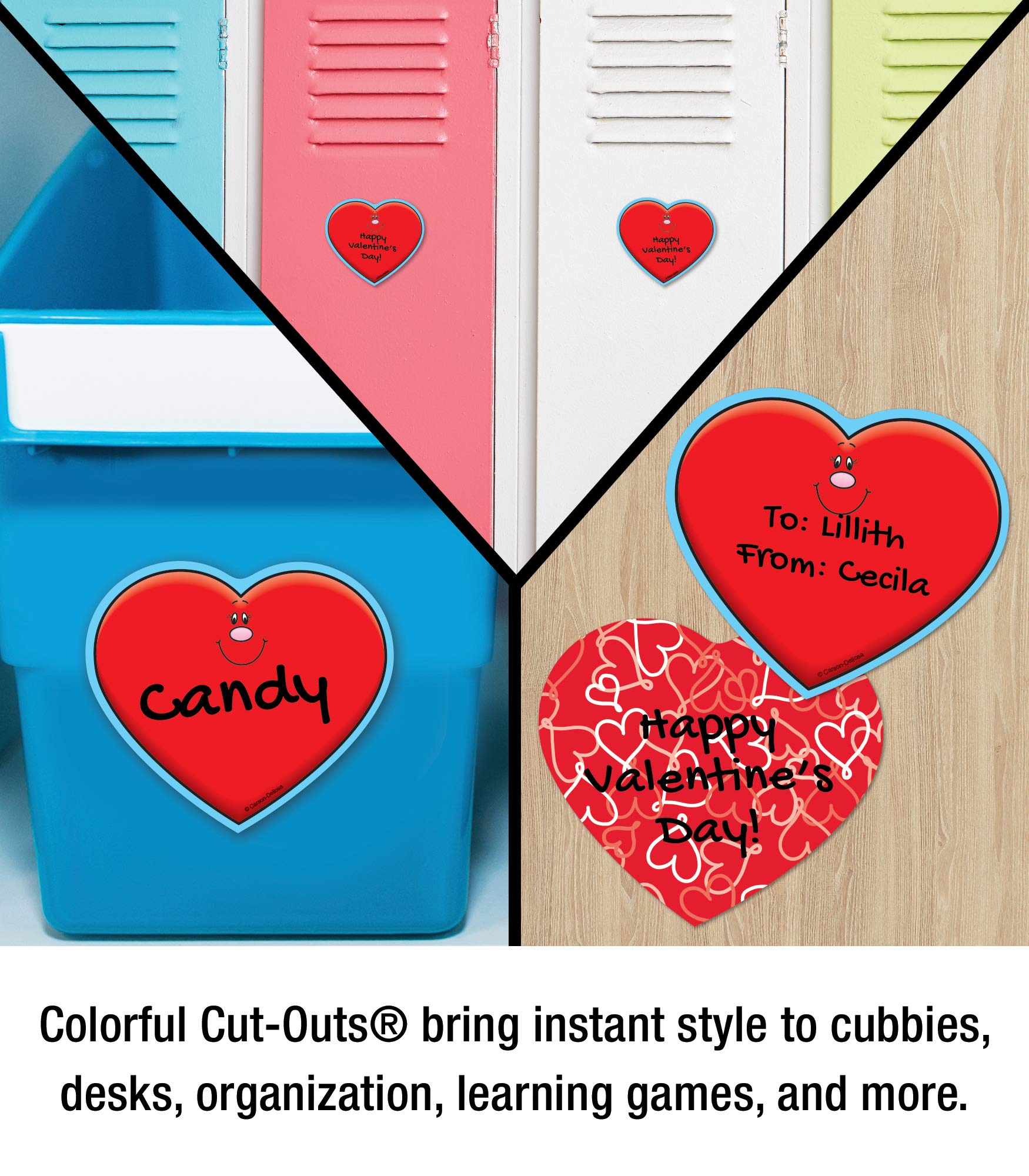 Carson Dellosa Education Hearts Mini Colorful Cut-Outs, 3-inch x 3-inch, 36pcs, Multicolor (120021)