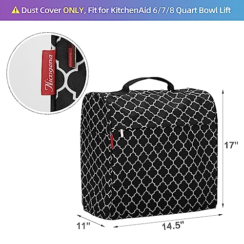 NICOGENA Stand Mixer Cover Compatible with KitchenAid 6/7/8 Quart Bowl Lift, Dust Cover with Zipper Pocket for Accessories, Lantern Black